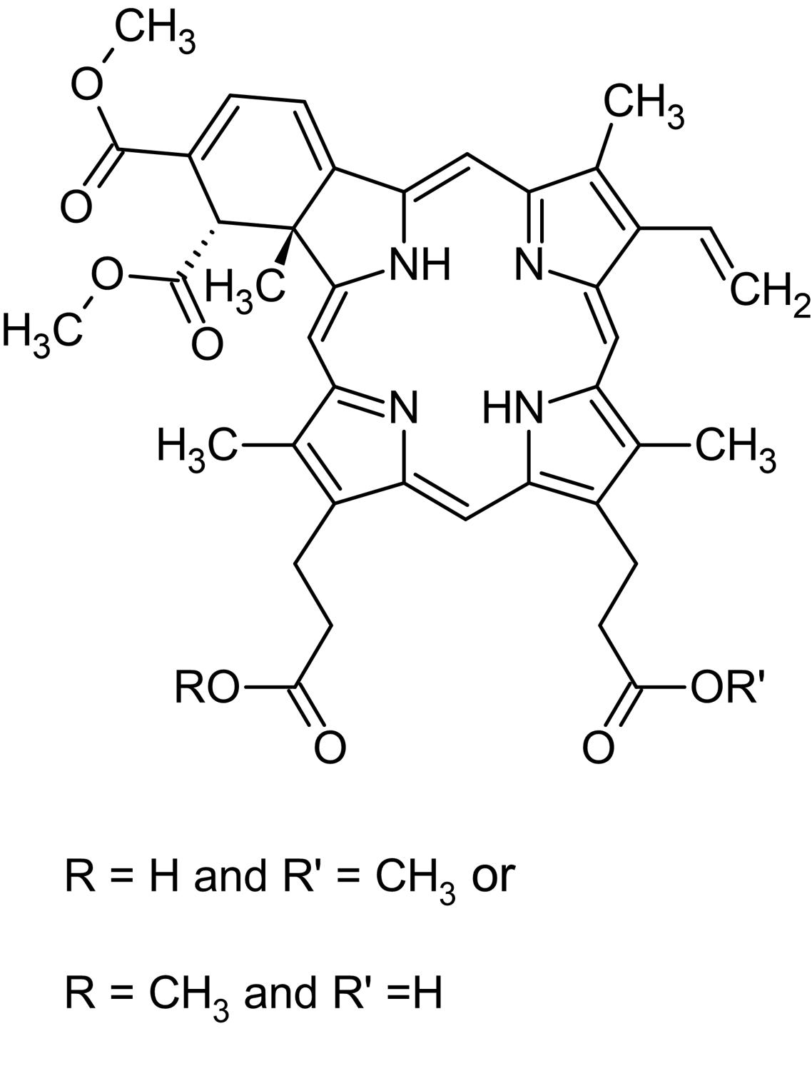Verteporfin (Visudyne), Benzoporphyrin derivative (CAS 129497-78-5 ...